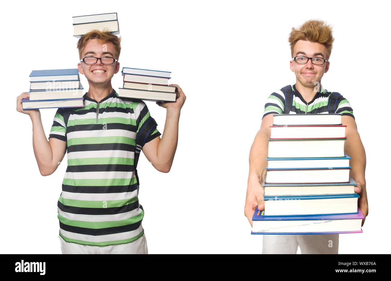 Young student with books isolated on white Stock Photo - Alamy