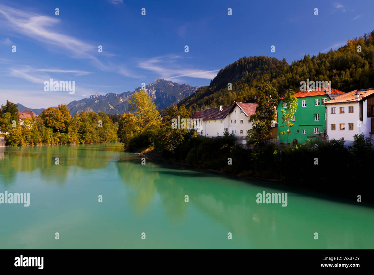 view on river in romantic Bavarian city Fussen, Germany Stock Photo - Alamy