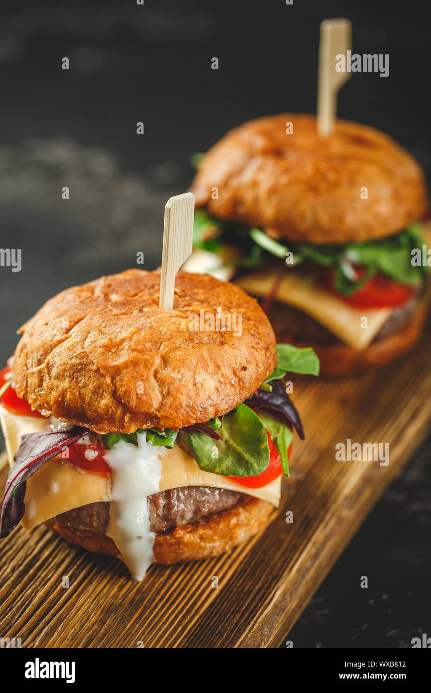 Two homemade burger Stock Photo - Alamy