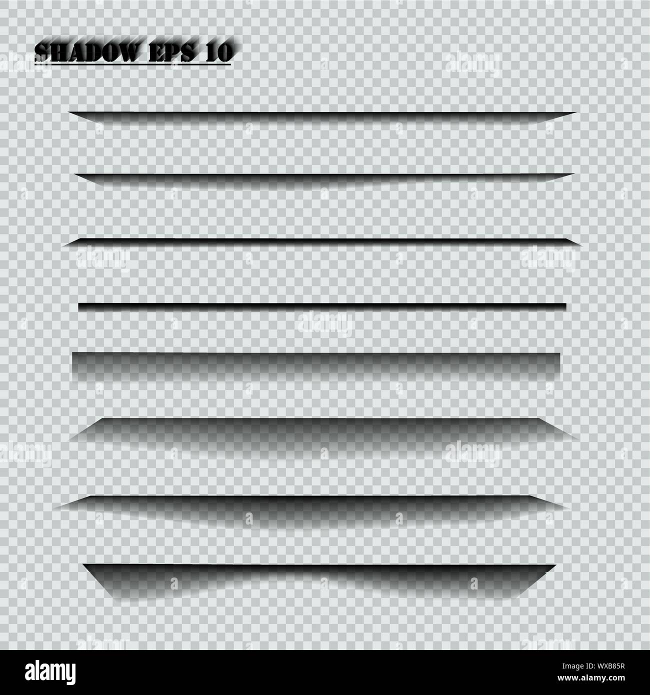 Page divider with transparent shadows isolated. Pages separation vector set. Transparent shadow ...