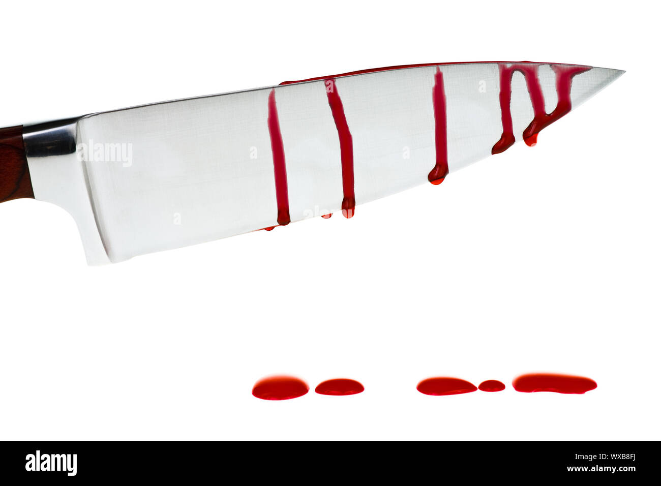 Red blood flows down from kitchen knife Stock Photo - Alamy