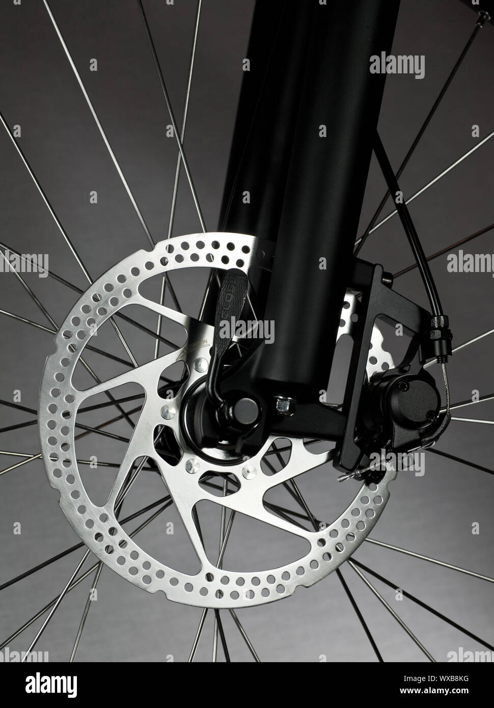 Mountain bike front wheel with mechanical disc brake Stock Photo - Alamy