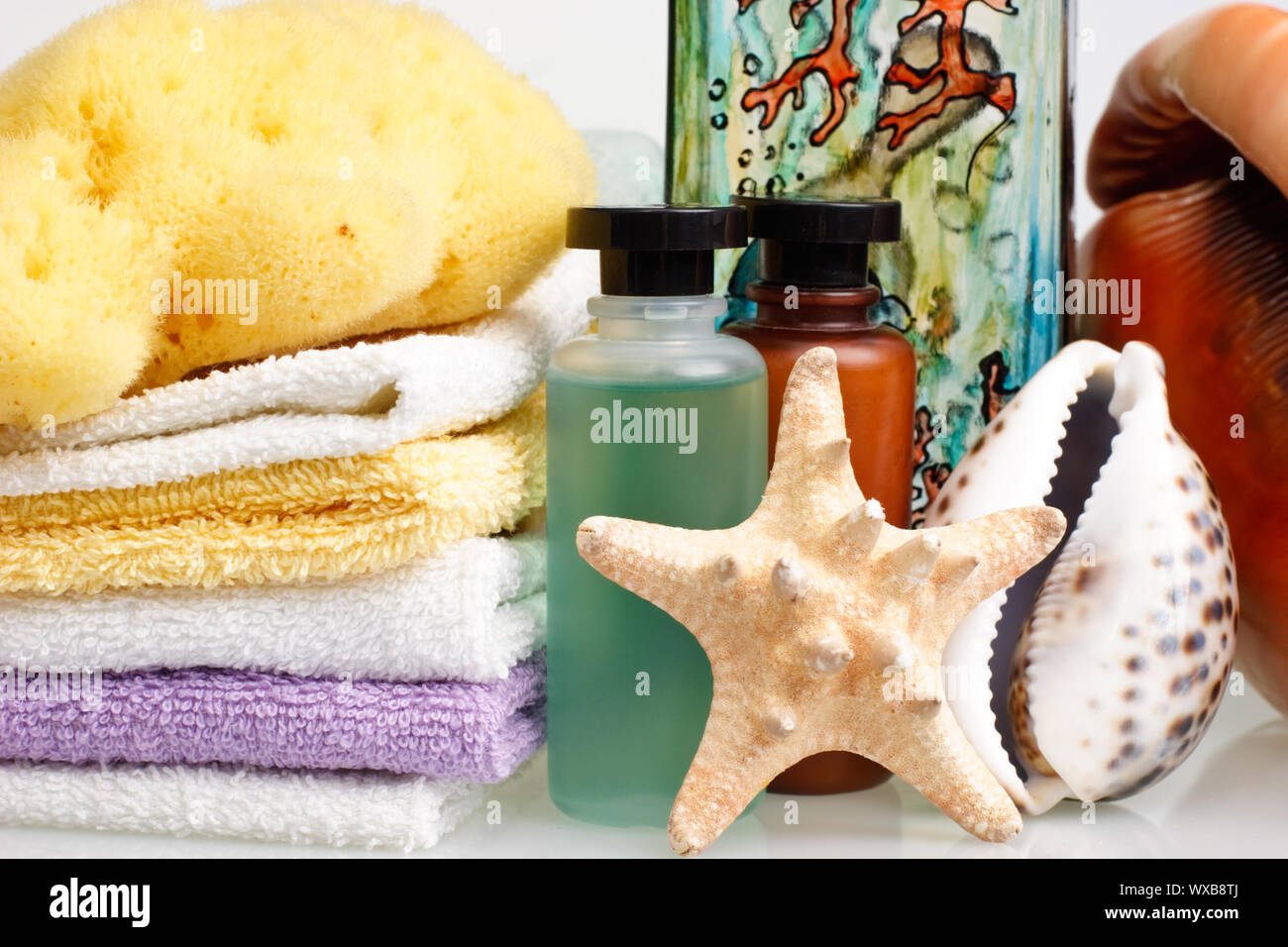 Collection of various spa or bath accessories Stock Photo - Alamy