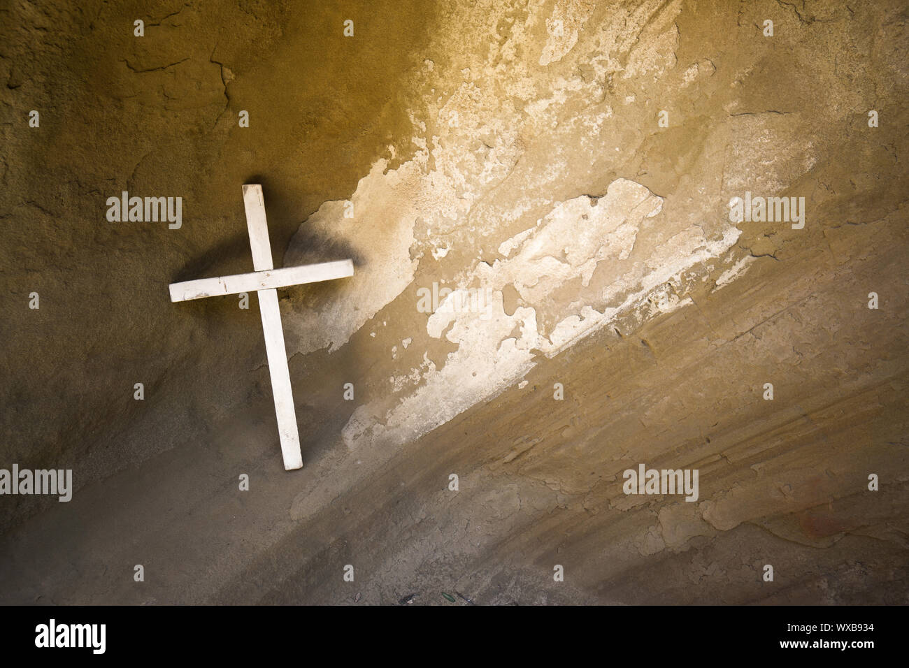 cross in cave at georgian monastery Stock Photo - Alamy