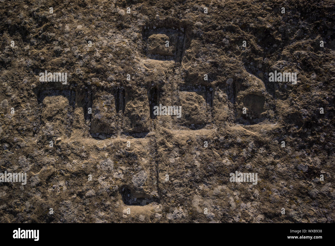 ancient stone engraving in georgian alphabet Stock Photo - Alamy
