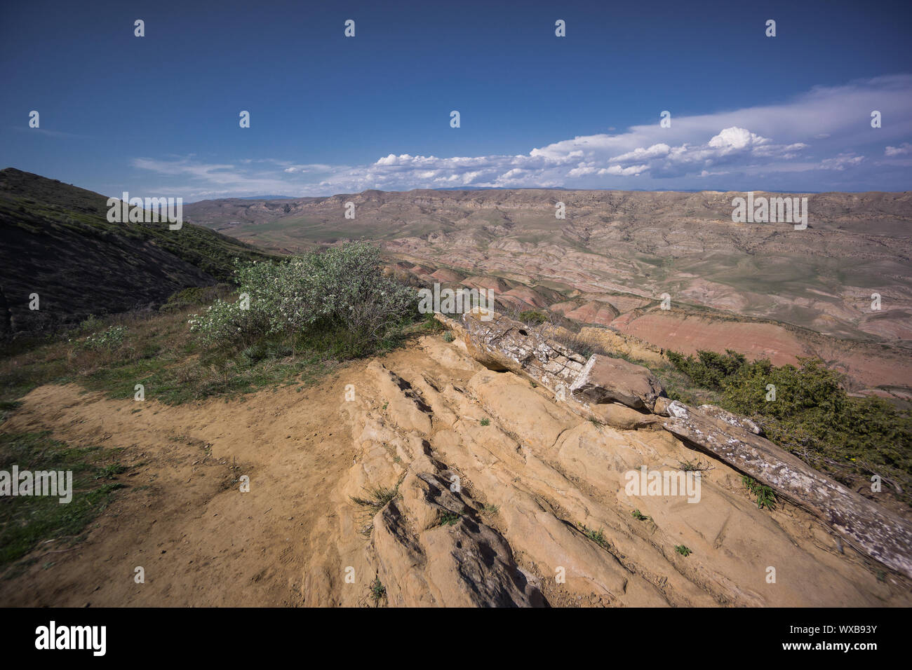 hiking up hill to aserbadjan border Stock Photo - Alamy