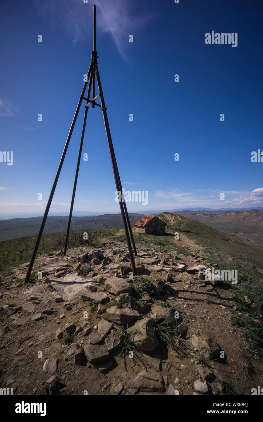 hill top cross on georgian mountain Stock Photo - Alamy