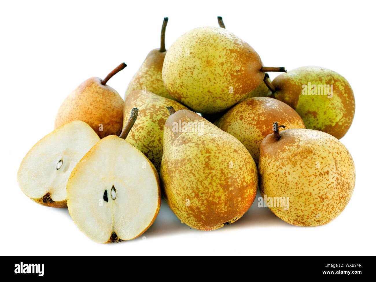 group of pears in front of white background Stock Photo - Alamy