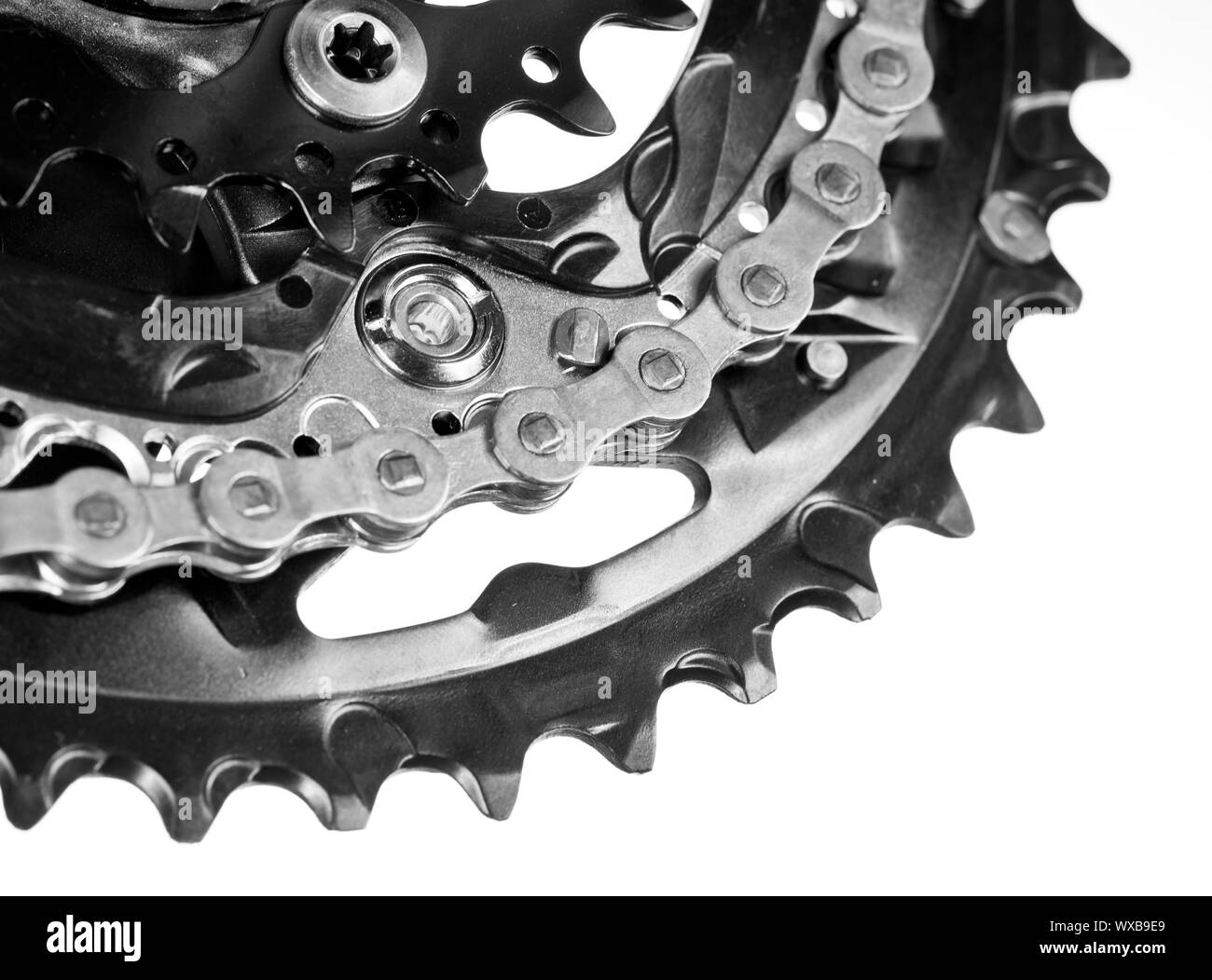 Mountain bike crankset with chain close-up Stock Photo - Alamy