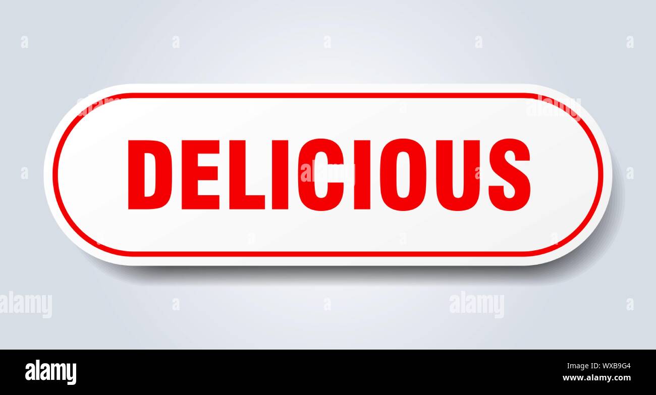 delicious sign. delicious rounded red sticker. delicious Stock Vector ...