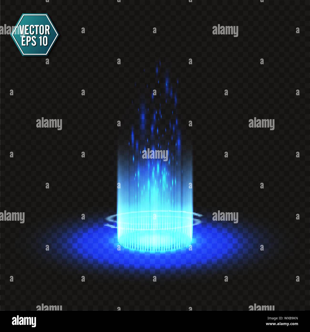 Magic fantasy portal. Futuristic teleport. Light effect. Blue candles ...