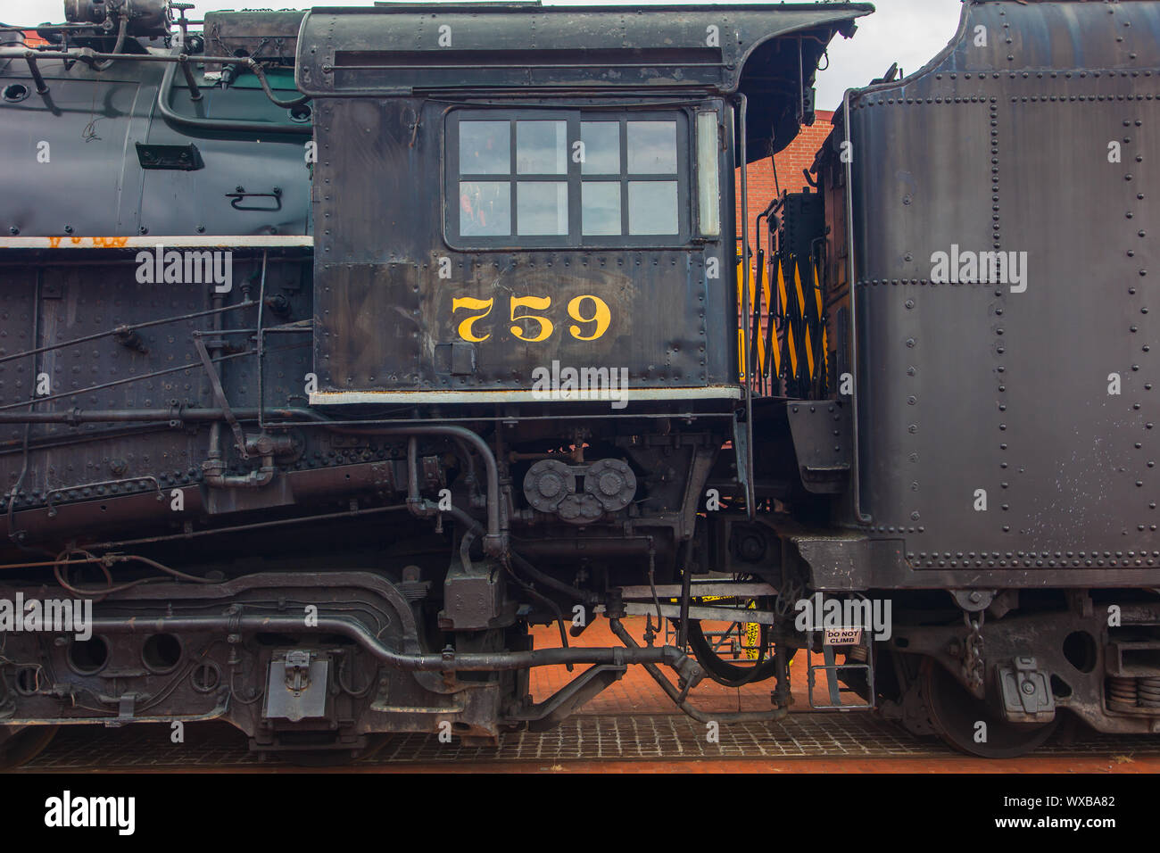 Closeup of a Historic train at Steamtown National Historic Site in ...