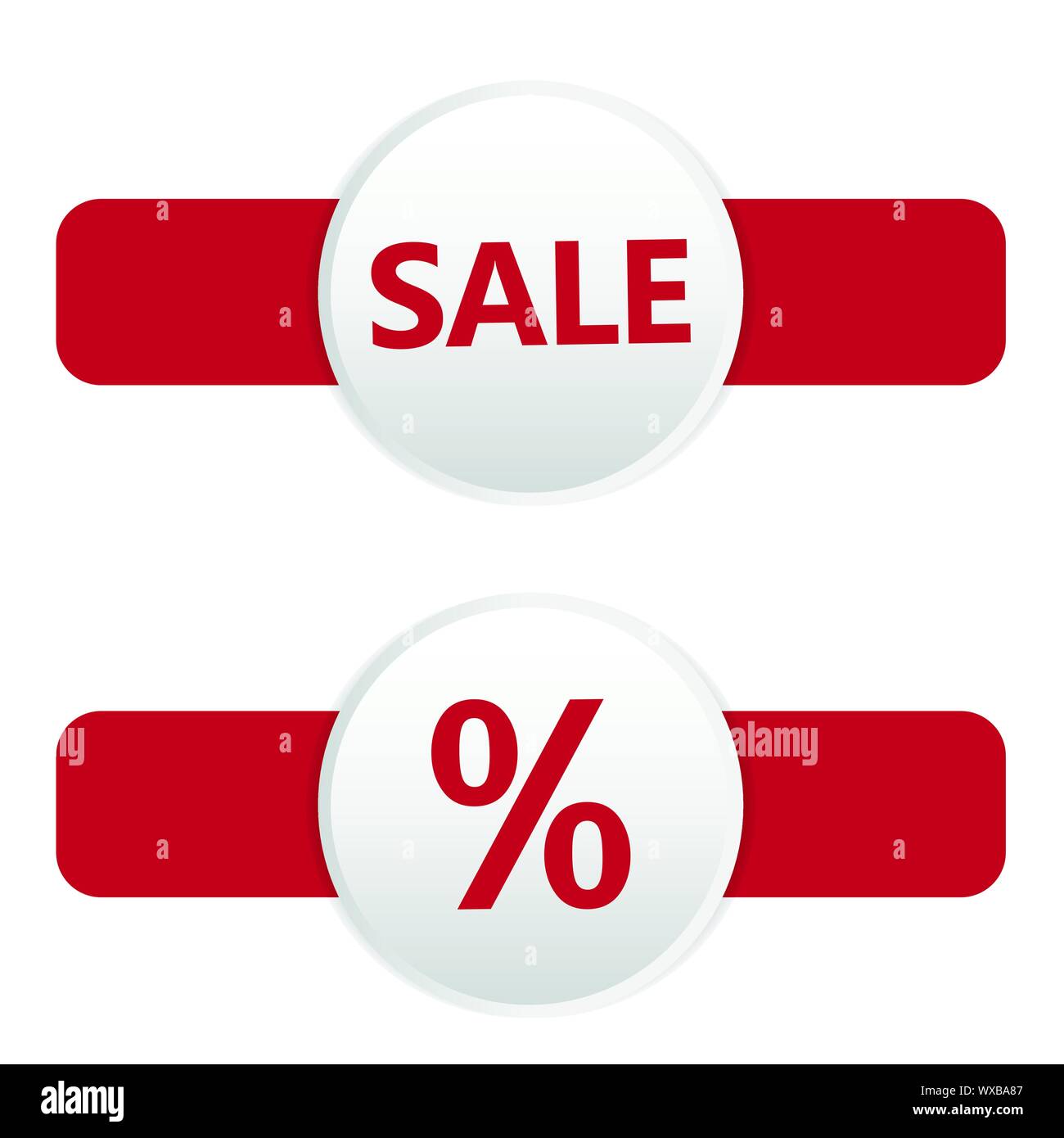 round sale tag for promotion in red white colors vector illustration ...