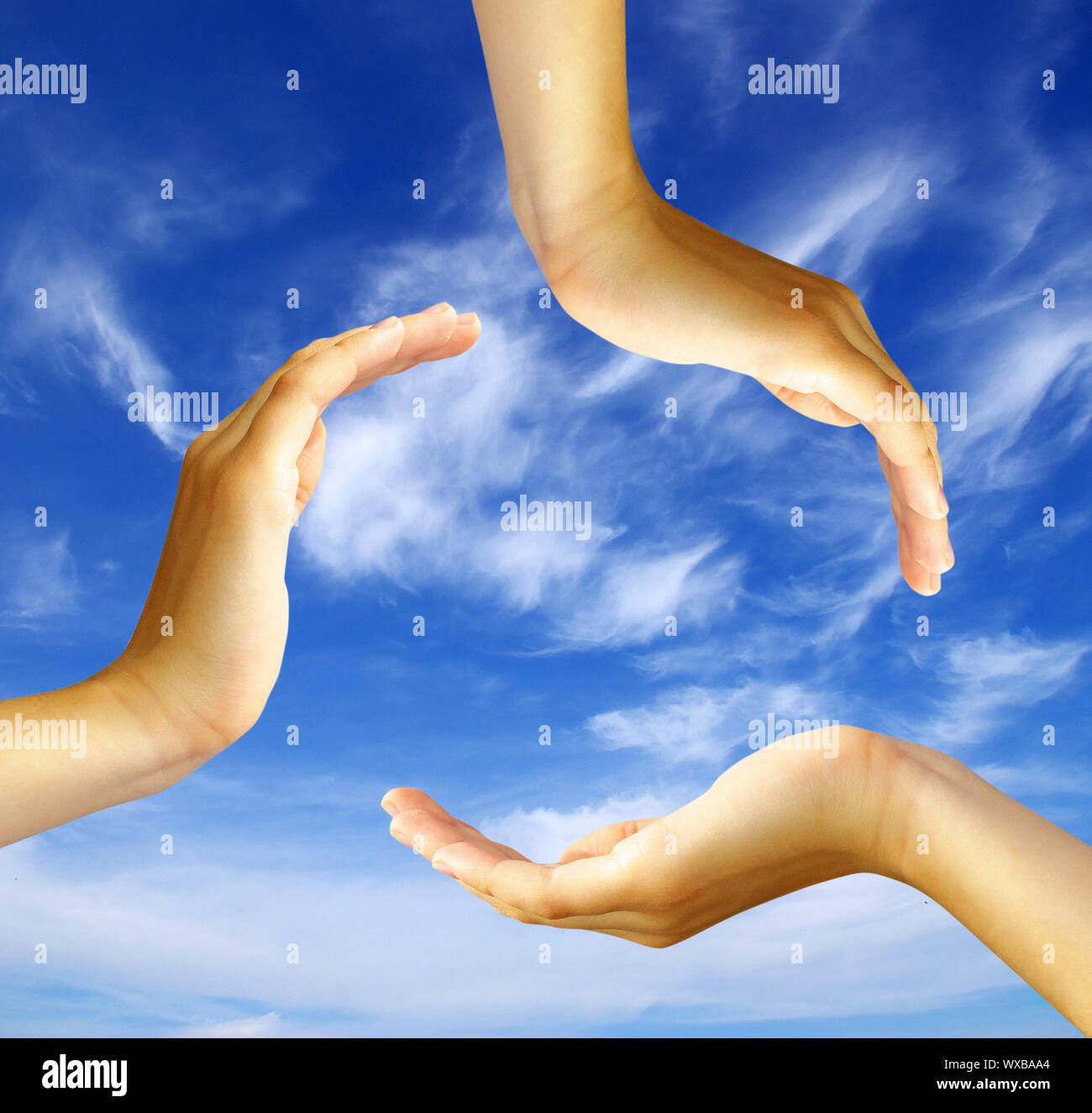 Recycling symbol made from hands on black Stock Photo - Alamy