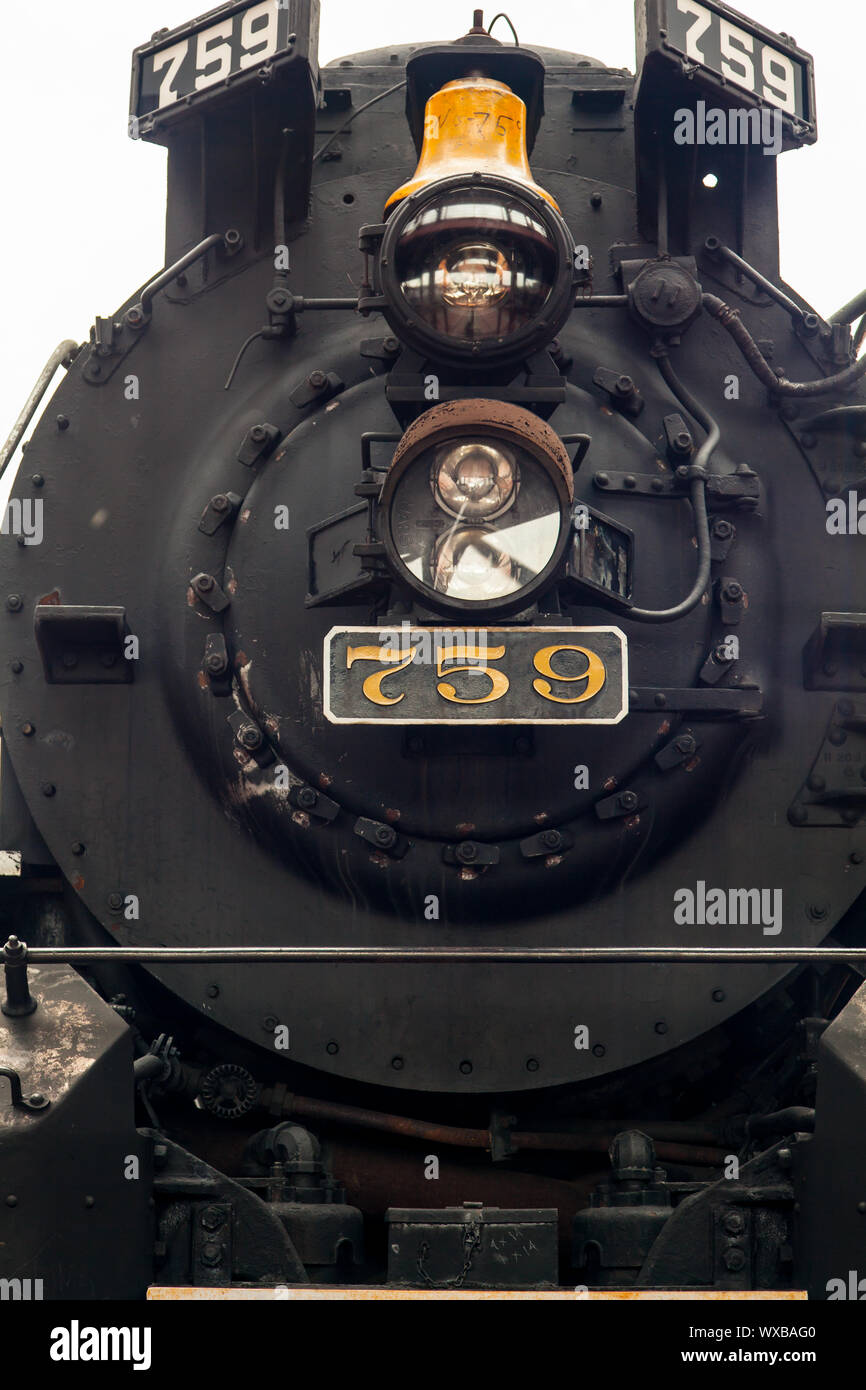 Closeup of a Historic train at Steamtown National Historic Site in ...