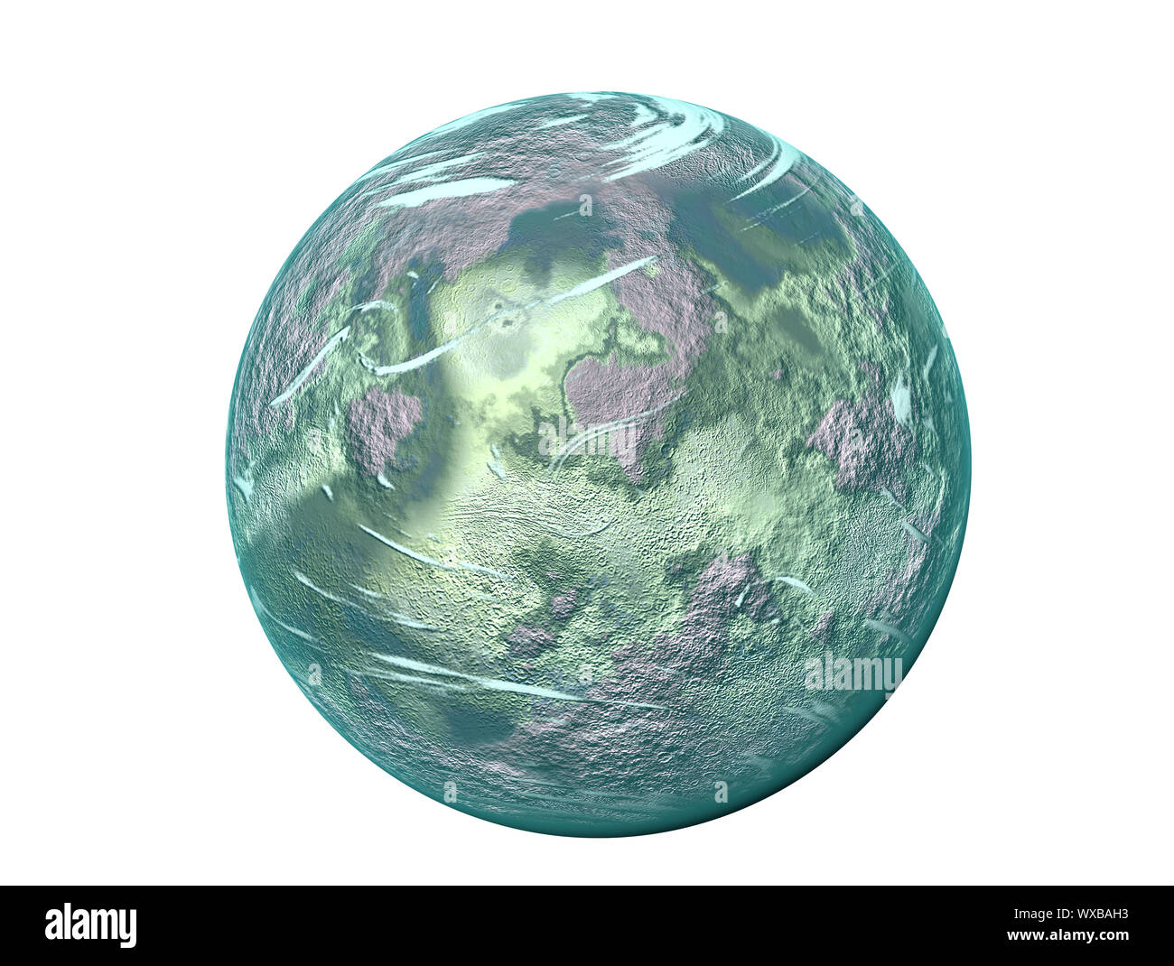 Planet in space with atmosphere and land masses Stock Photo - Alamy