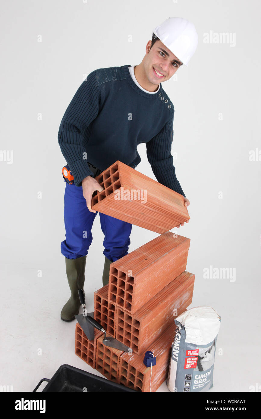 Portrait of a bricklayer Stock Photo - Alamy