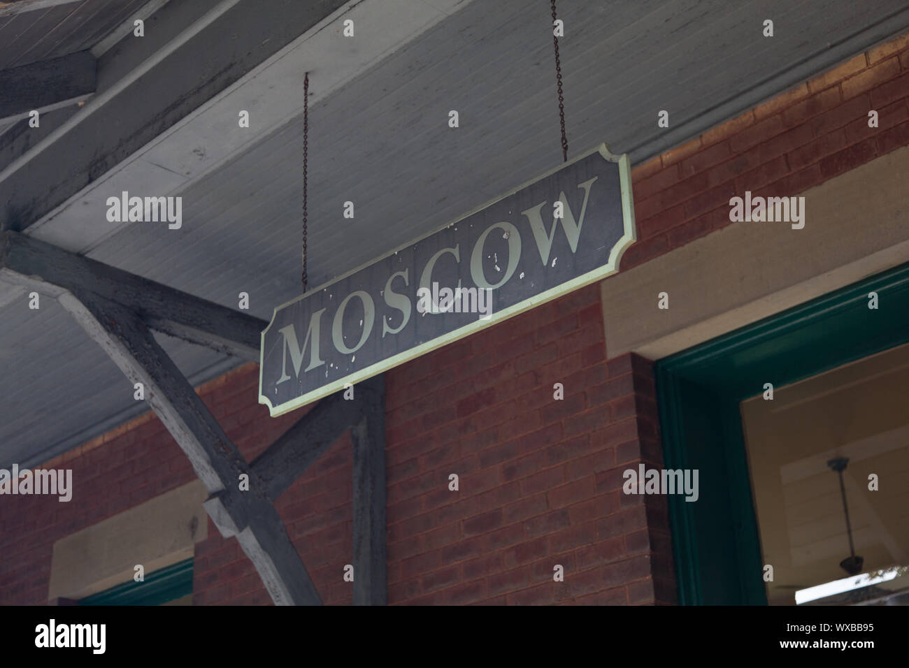 Moscow Train Station sign at Moscow, PA Stock Photo - Alamy