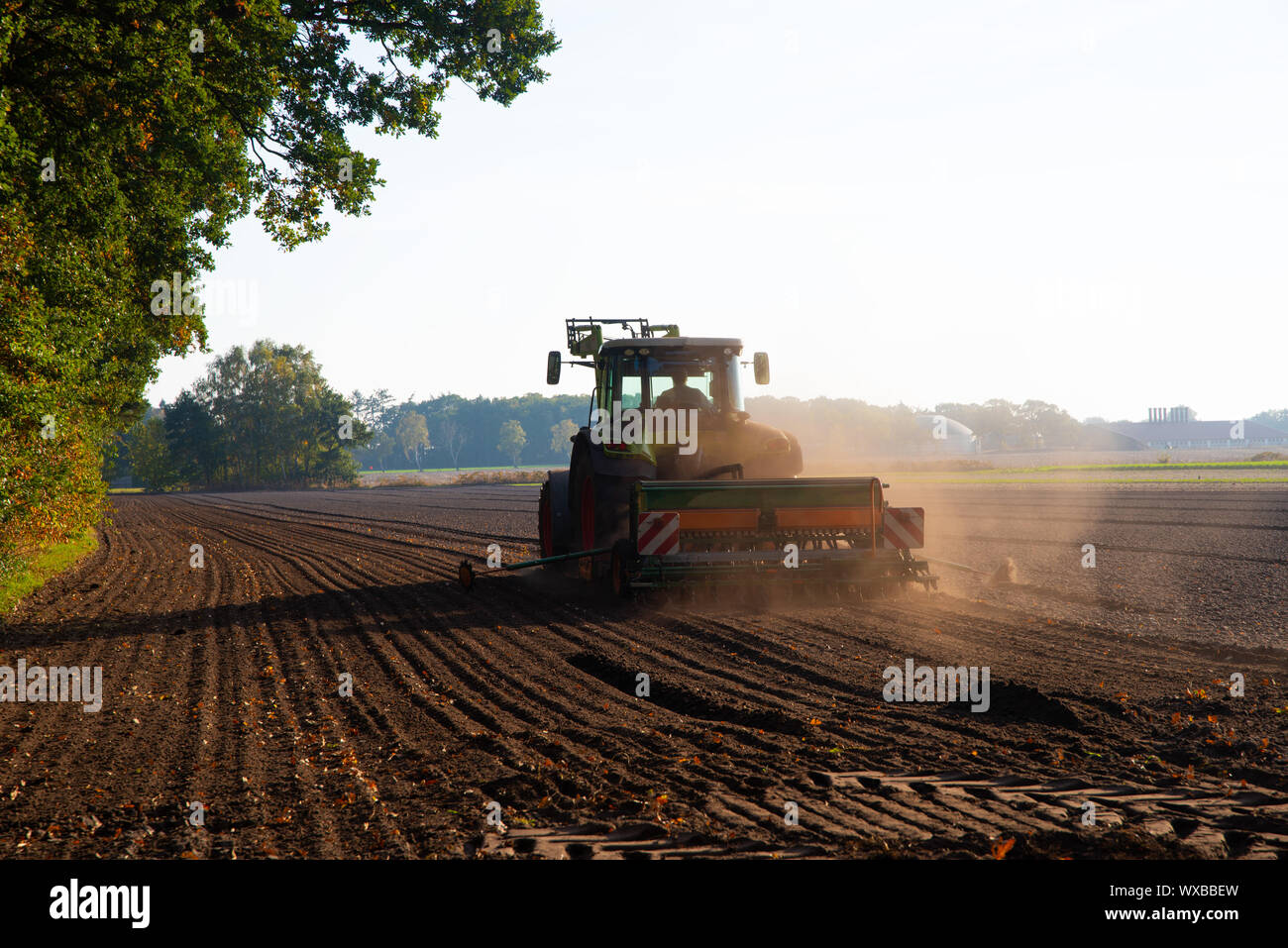 Field work with the tractor on the field Stock Photo - Alamy