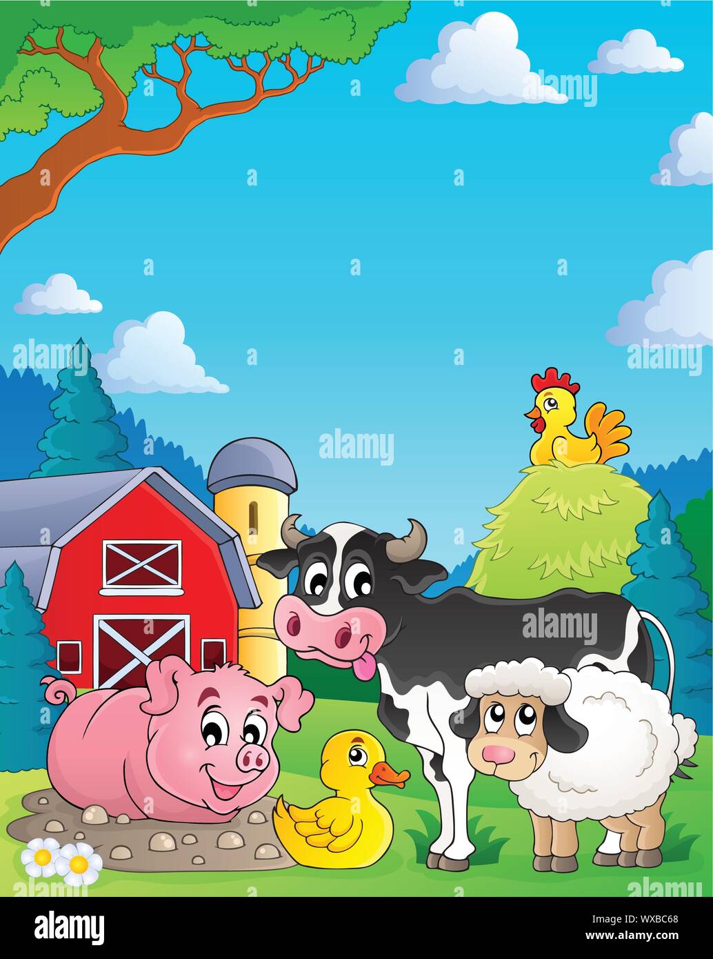 Summer countryside grazing animals Stock Vector Images - Alamy