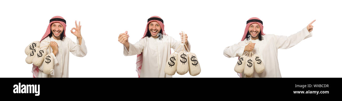 Arab businessman with sacks of money Stock Photo - Alamy