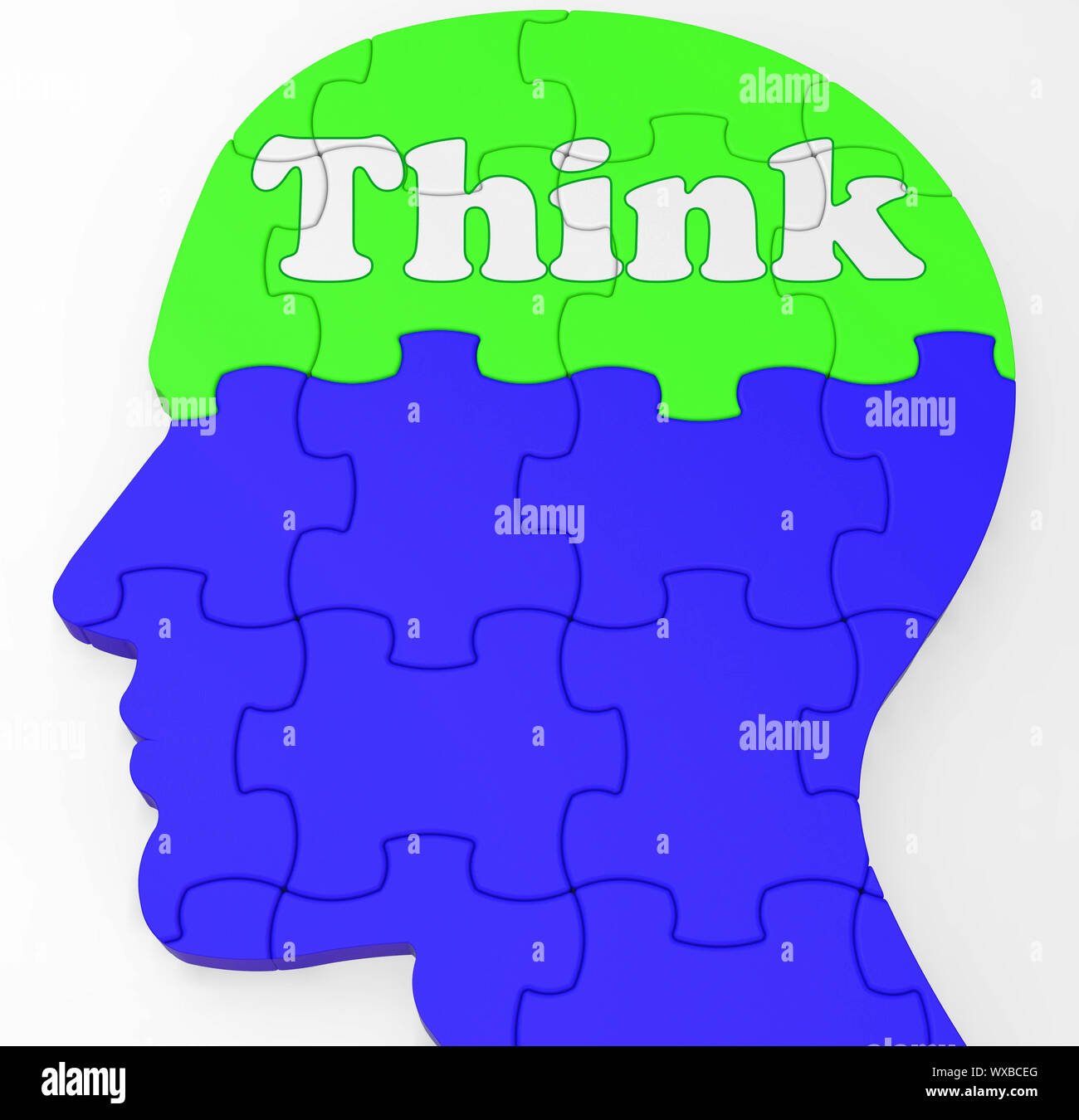 Think Brain Profile Showing Concept Of Ideas Stock Photo - Alamy