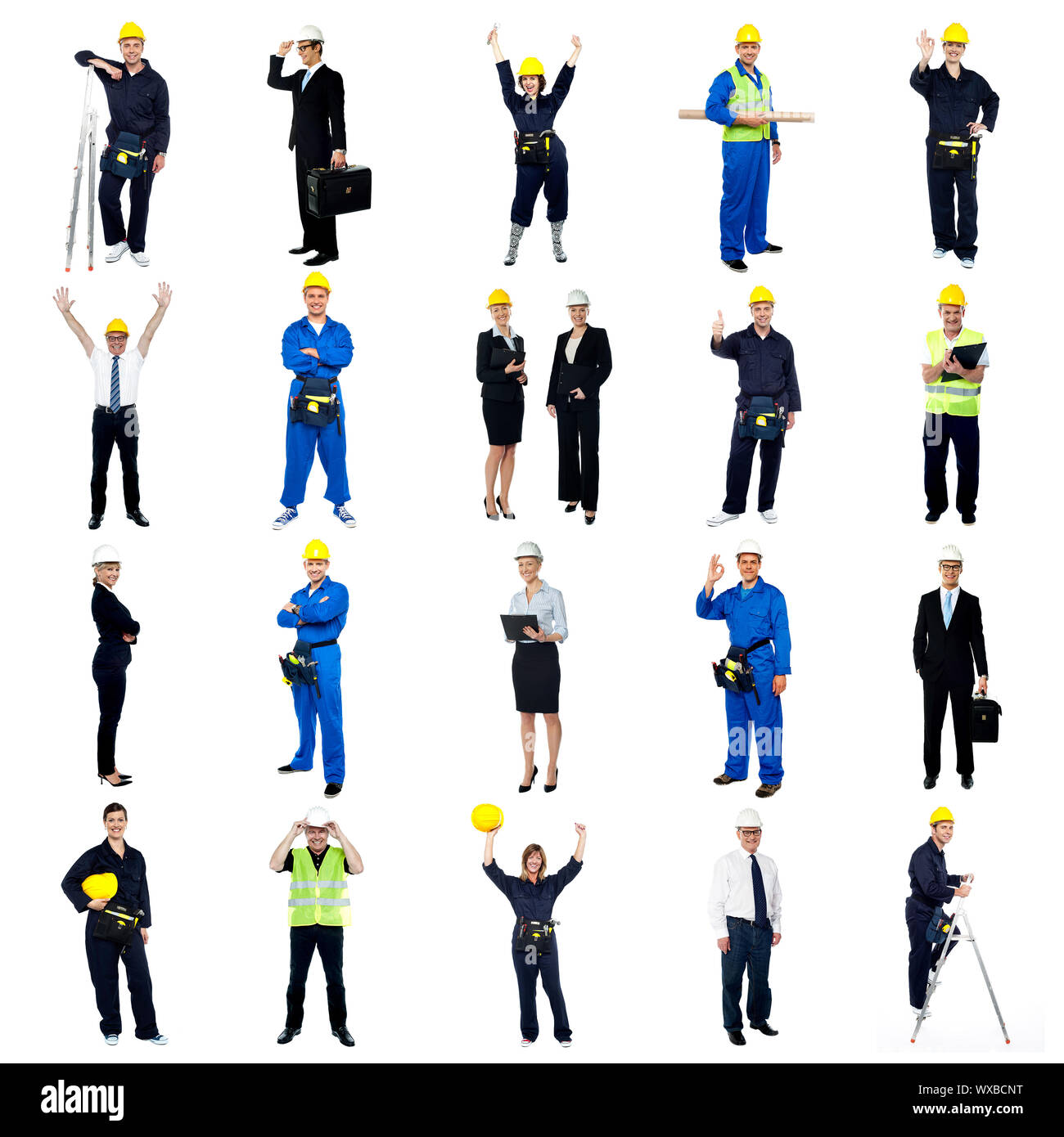 Collection of construction workers. All on white background Stock Photo ...