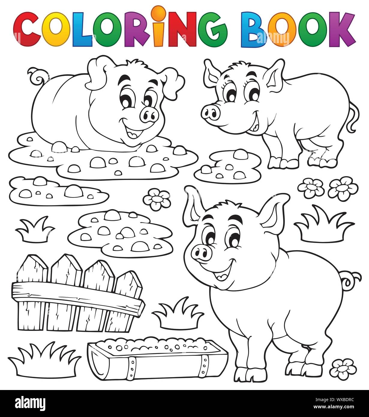 Coloring book pig theme 1 Stock Vector Image & Art - Alamy