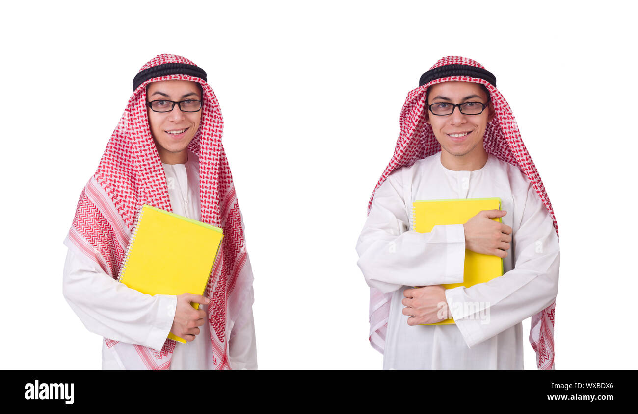 Arab student isolated on white Stock Photo - Alamy