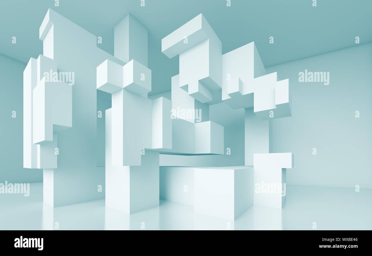 3d Illustration of Blue Modern Architecture Background Stock Photo - Alamy