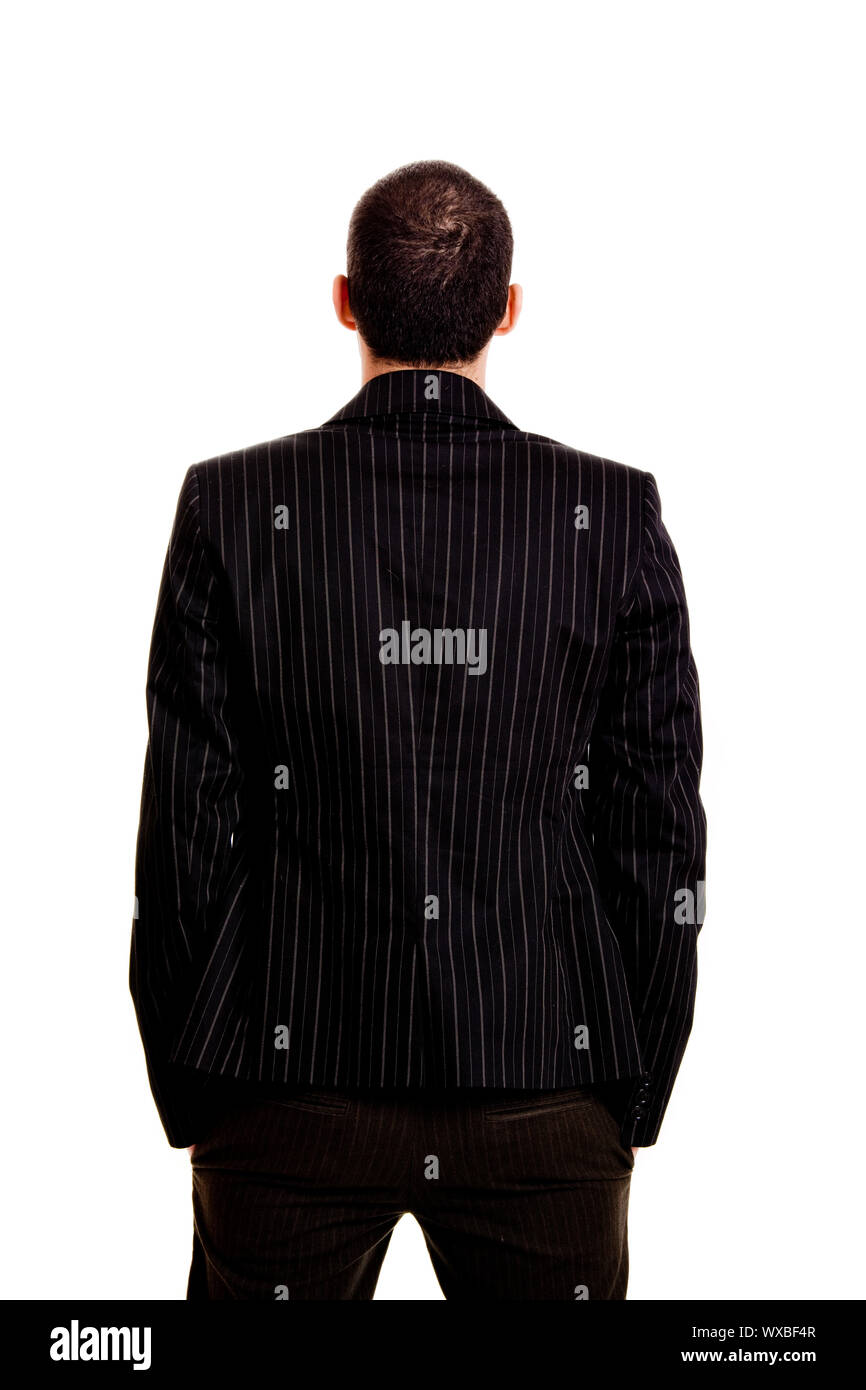 Back view of a businessman, isolated on white background Stock Photo ...