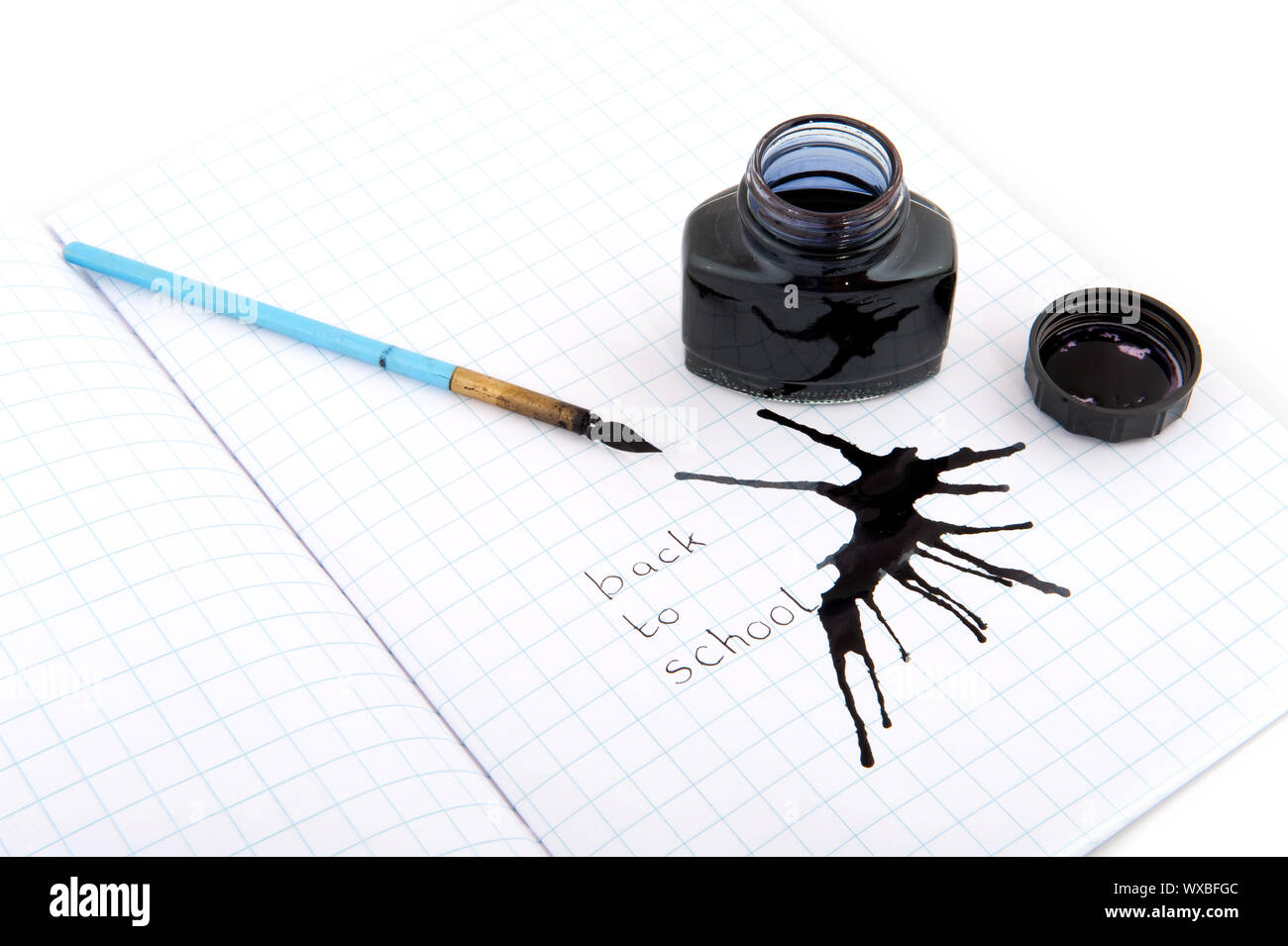 Old fashioned back to school with pencil and ink Stock Photo - Alamy
