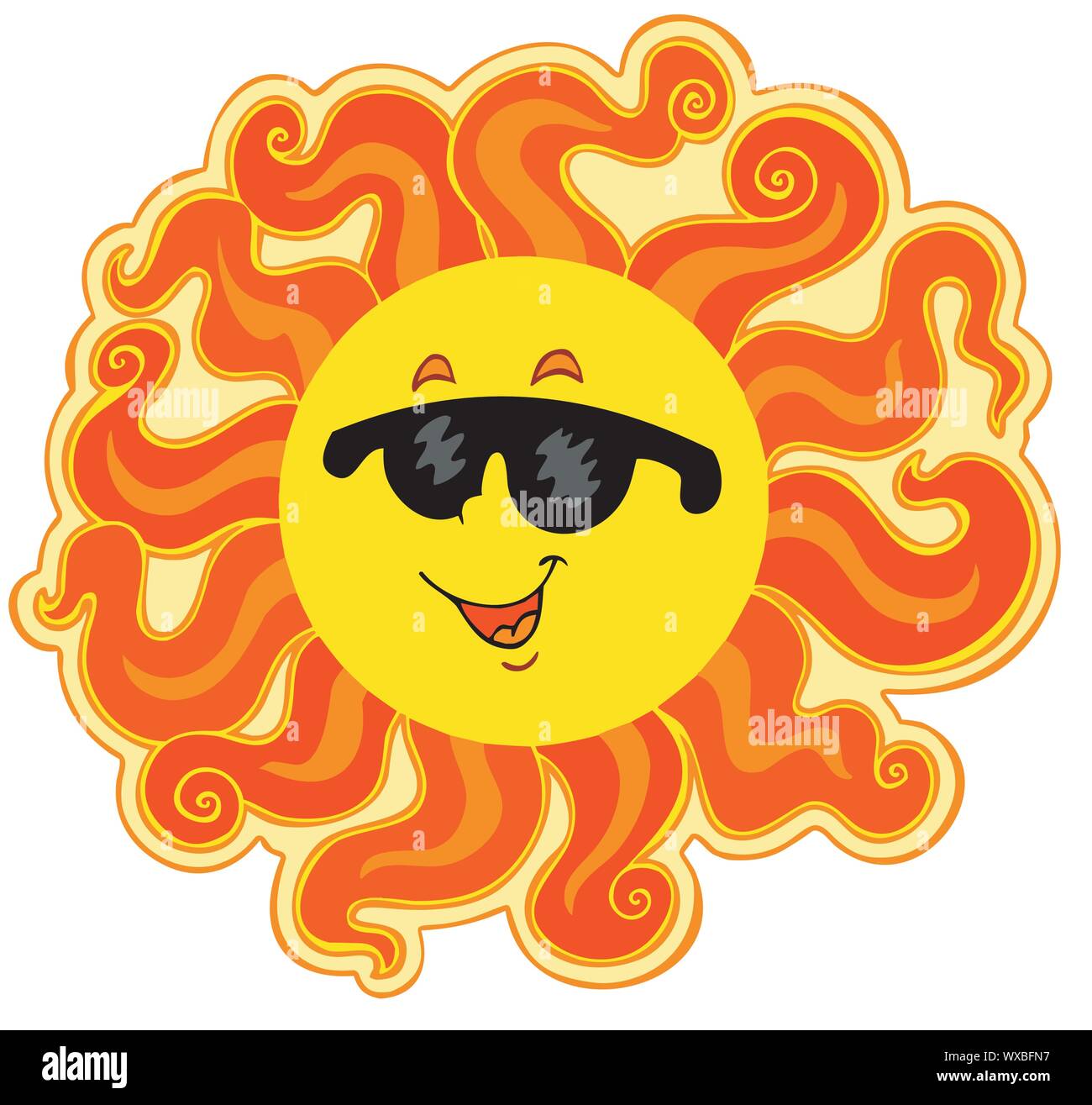 Curly cartoon Sun Stock Vector Image & Art - Alamy