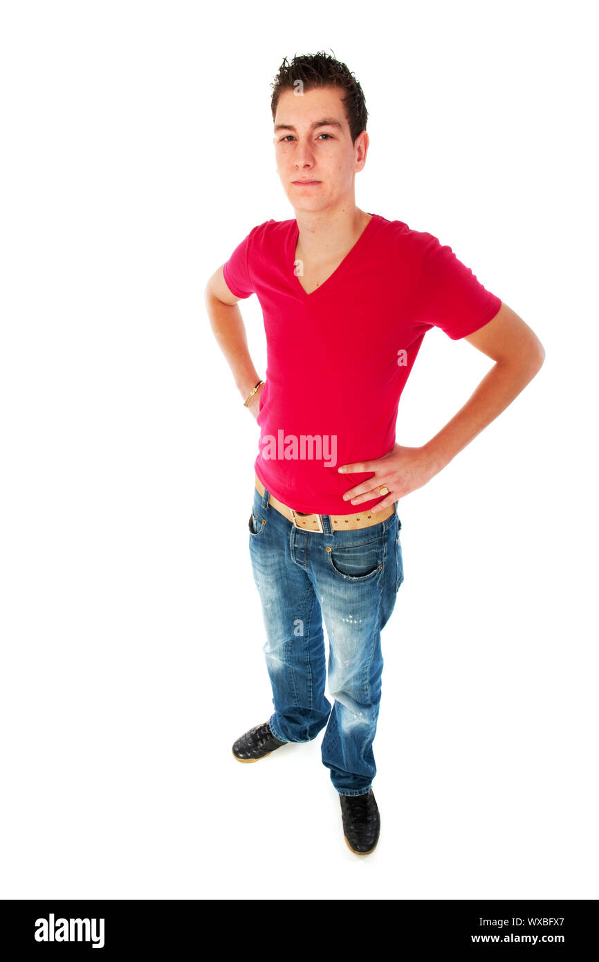 Sturdy tough guy in wide angle studio portrait Stock Photo - Alamy