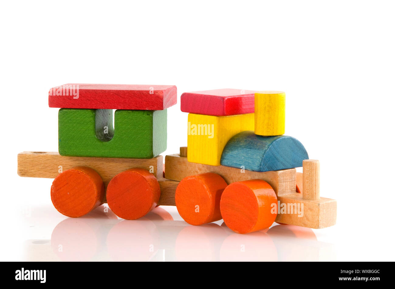 wooden train in colors Stock Photo - Alamy