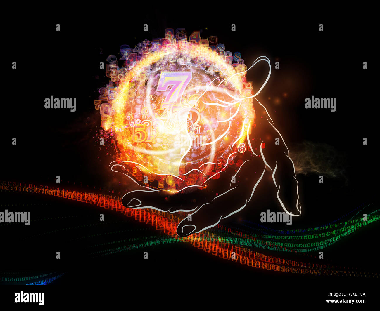 Hand of Science series. Background composition of human hand and ...