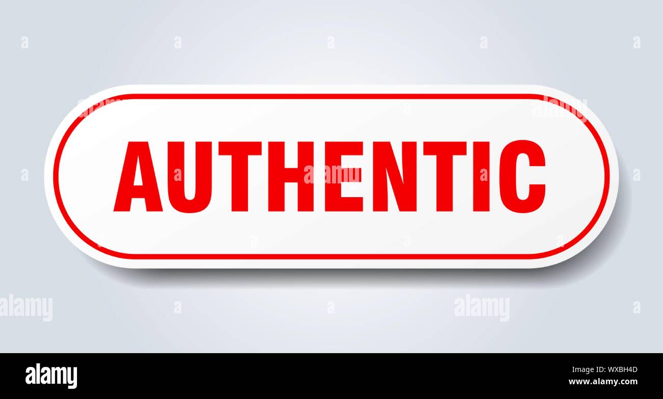 authentic sign. authentic rounded red sticker. authentic Stock Vector ...