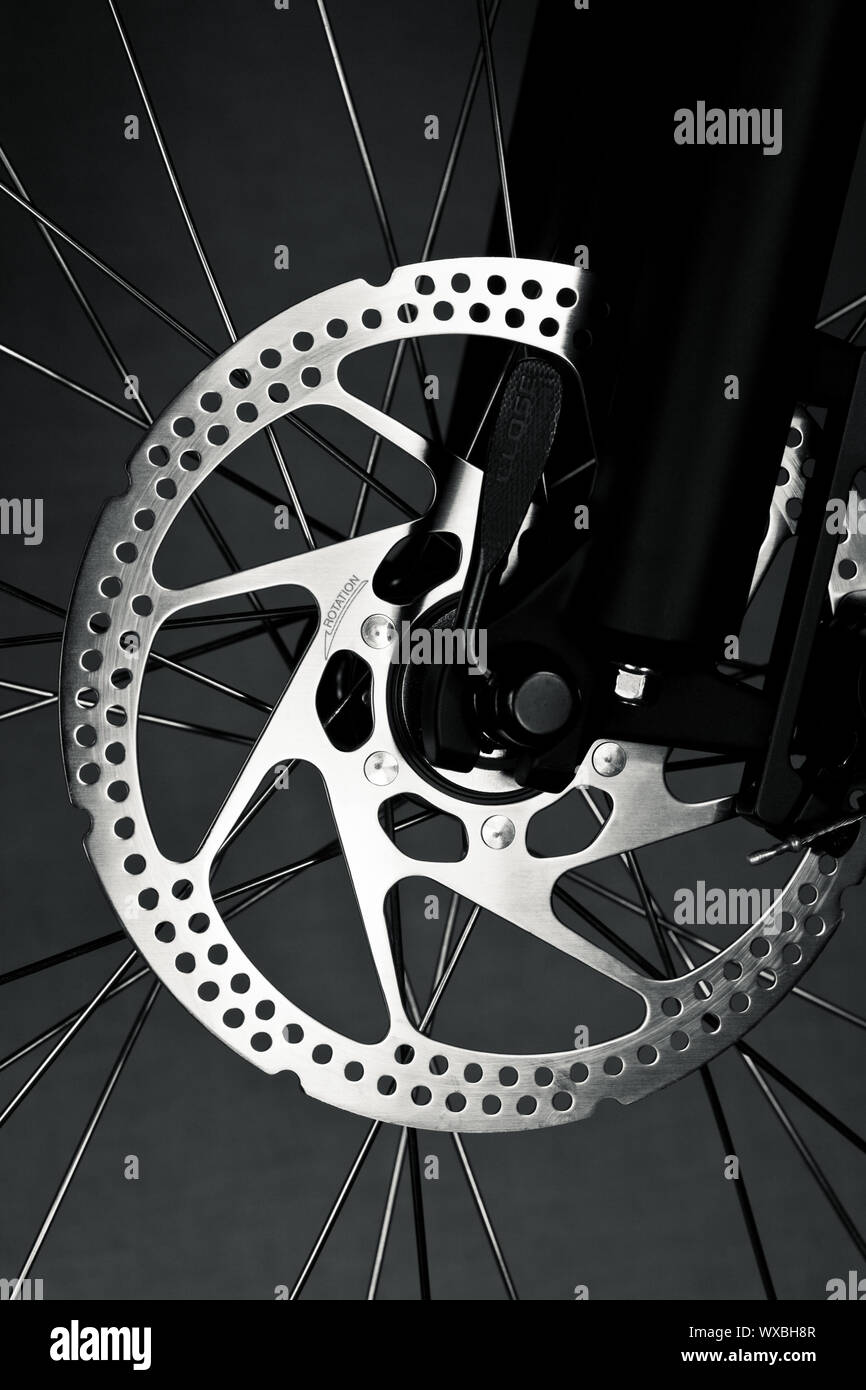 Mountain bike front wheel with mechanical disc brake Stock Photo - Alamy