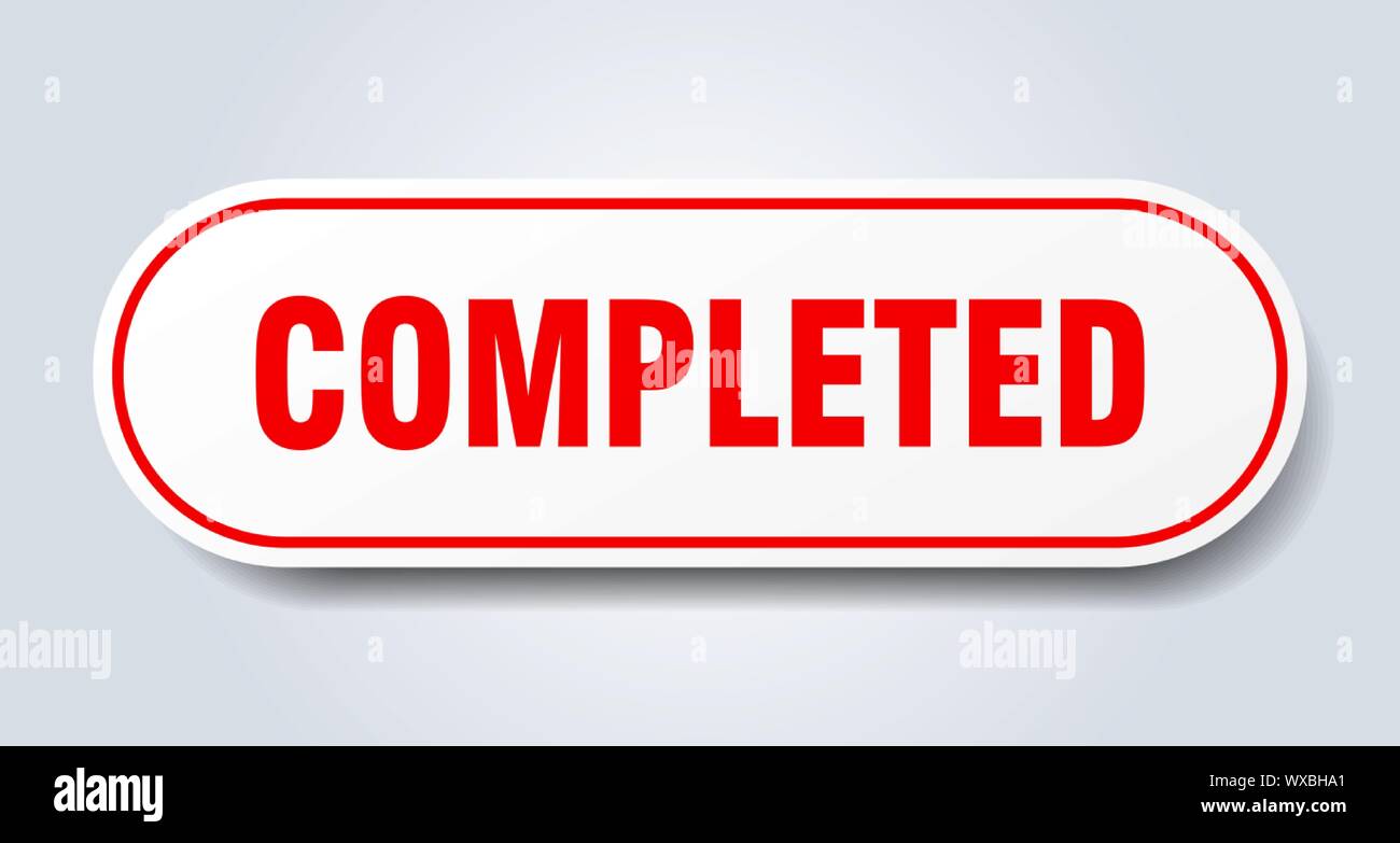 completed sign. completed rounded red sticker. completed Stock Vector ...