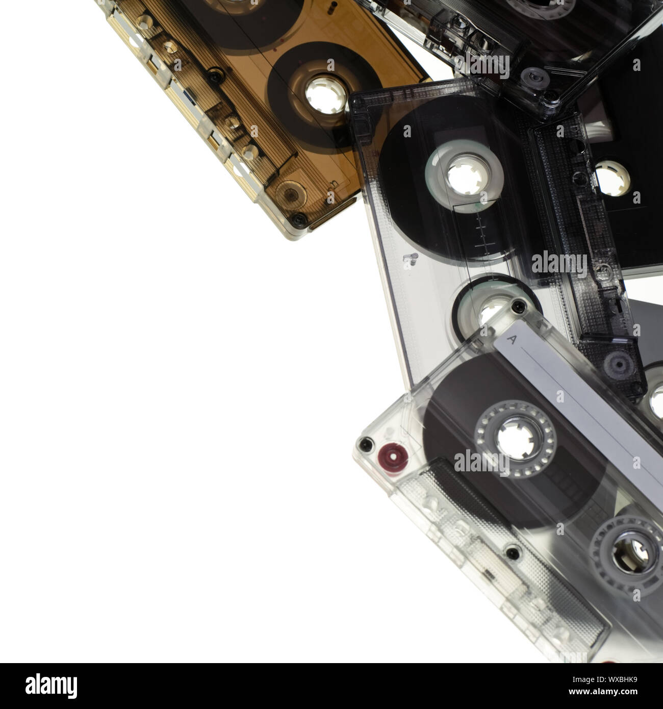 Heap of Compact Cassettes on white background Stock Photo - Alamy