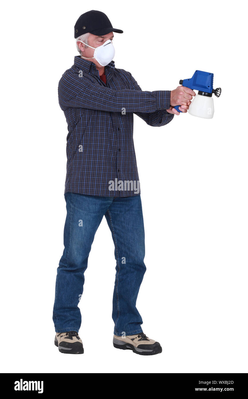 Man with a pressure sprayer Stock Photo - Alamy