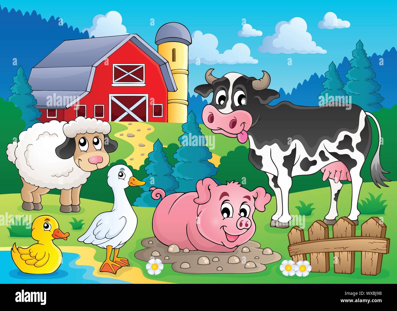 Summer countryside grazing animals Stock Vector Images - Alamy