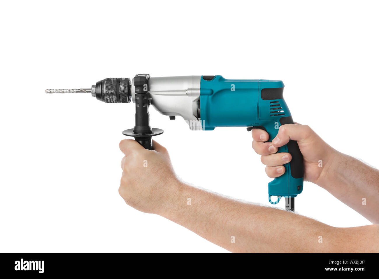Electric drill in hands Stock Photo - Alamy