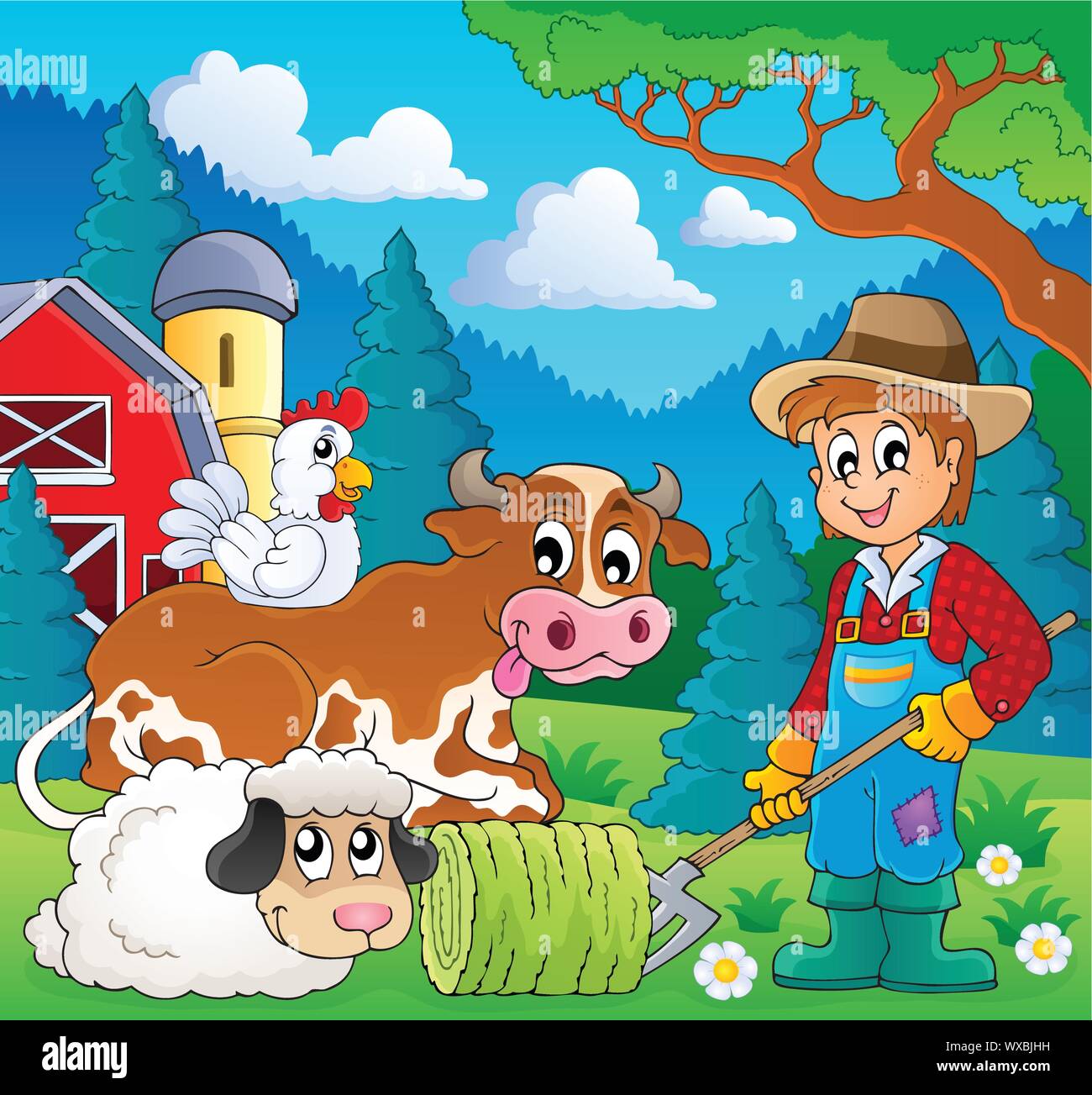 Summer countryside grazing animals Stock Vector Images - Alamy