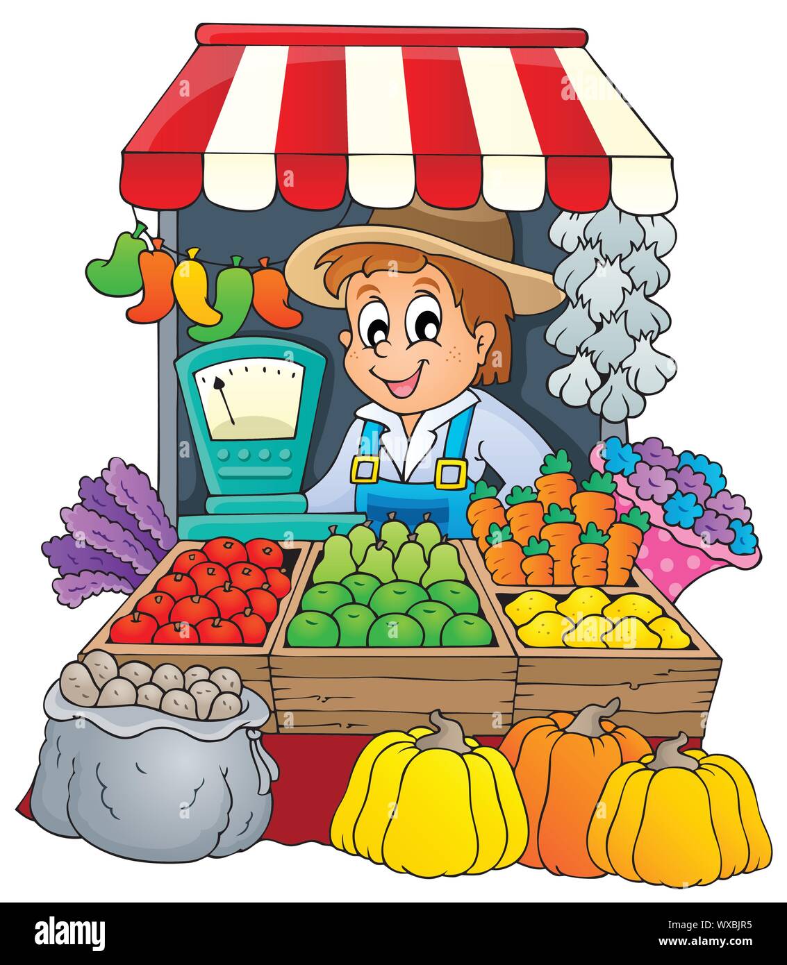 Vegetable stand marketplace in Stock Vector Images - Alamy