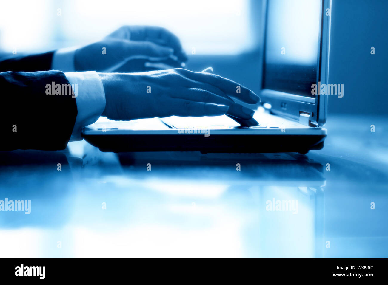 laptop work hand work background Stock Photo - Alamy