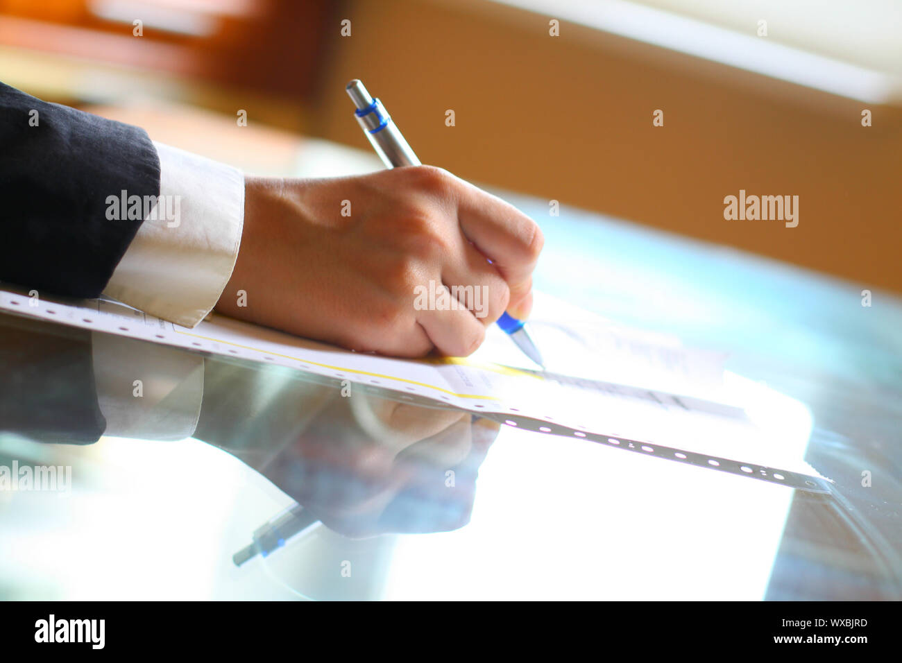 pen work hand work background Stock Photo - Alamy
