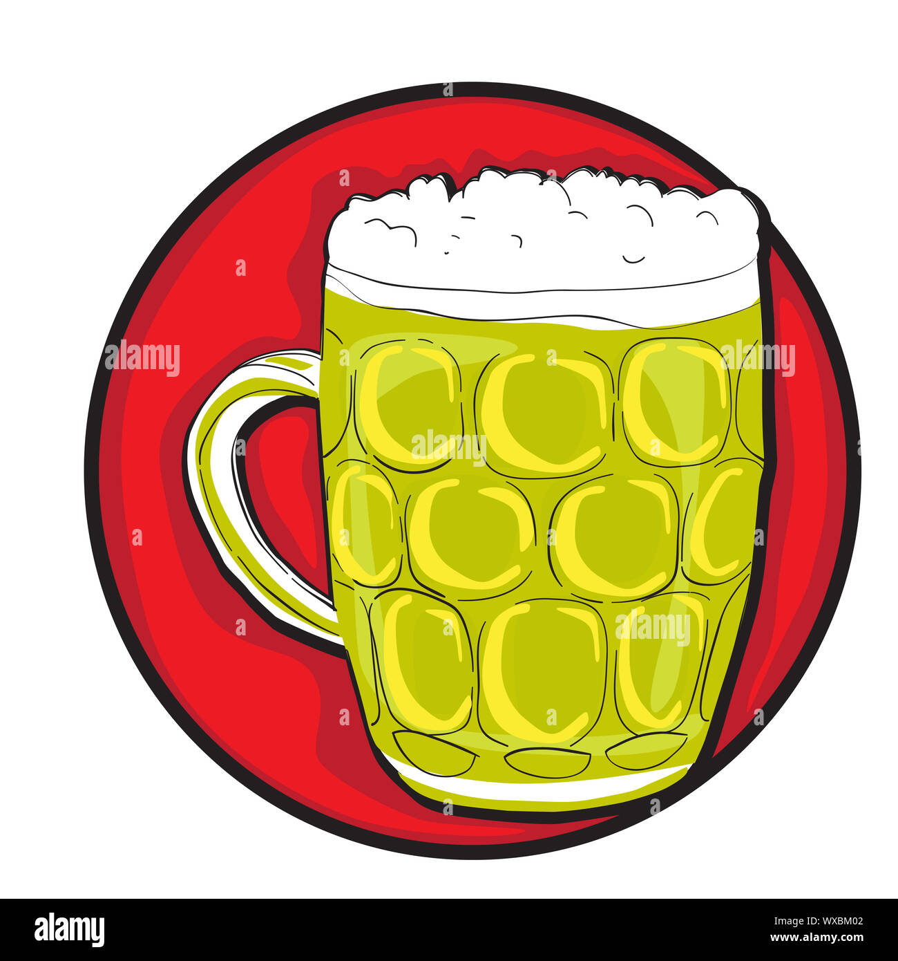 hand drawn illustration of a beer pint clip art, colored doodle over ...