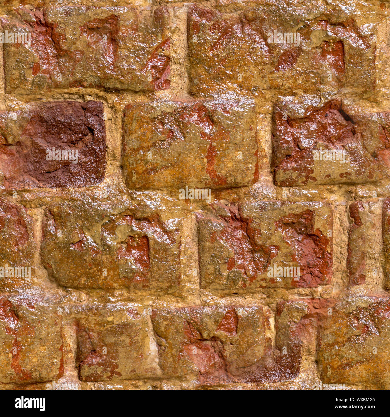 seamless natural wet weathered orange brick wall texture made of stone ...