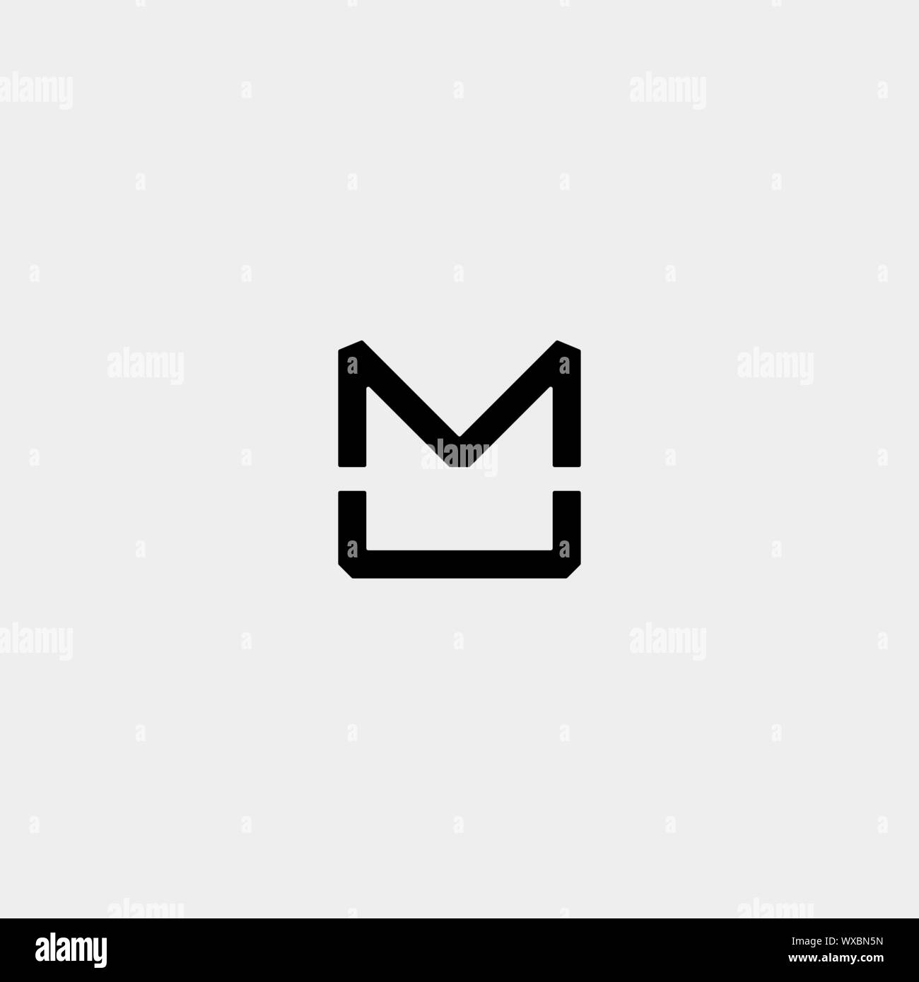 Letter MU M U UM Monogram Logo Design Minimal Icon With Black Color ...